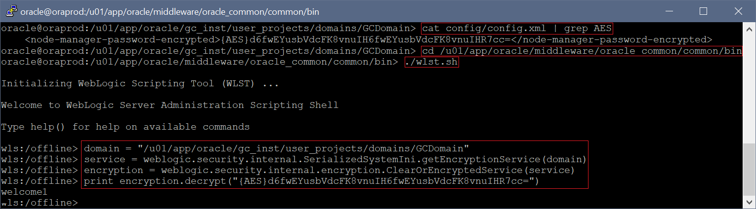 Quickest Way To Decrypt Passwords In Oracle WebLogic Server 12c