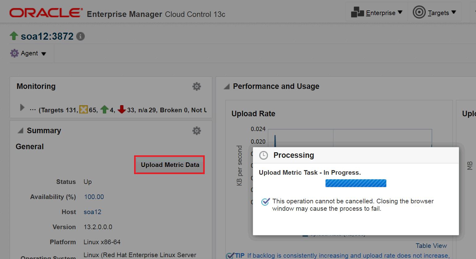 Checking the 2-way communication between OMS and OEM Agent