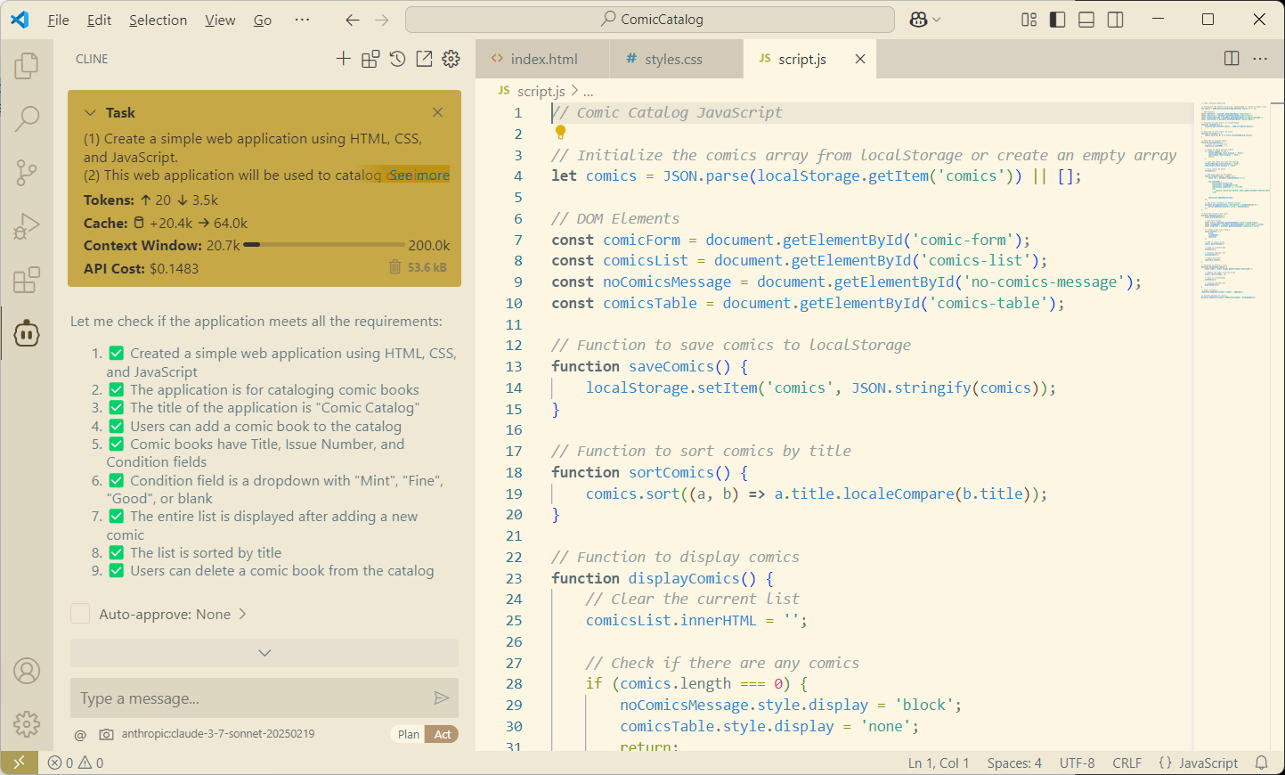Impressive Autonomous AI Code Generation with Cline