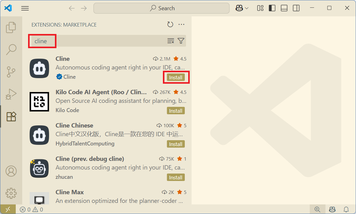 Configuring Cline on Visual Studio Code