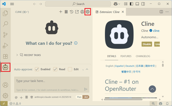 Configuring Cline on Visual Studio Code