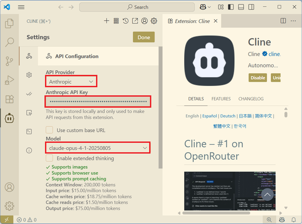 Configuring Cline on Visual Studio Code